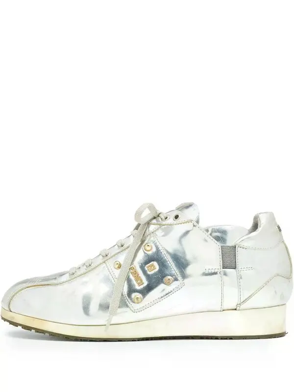 Fendi Low Top Leather Lace Up Sneakers