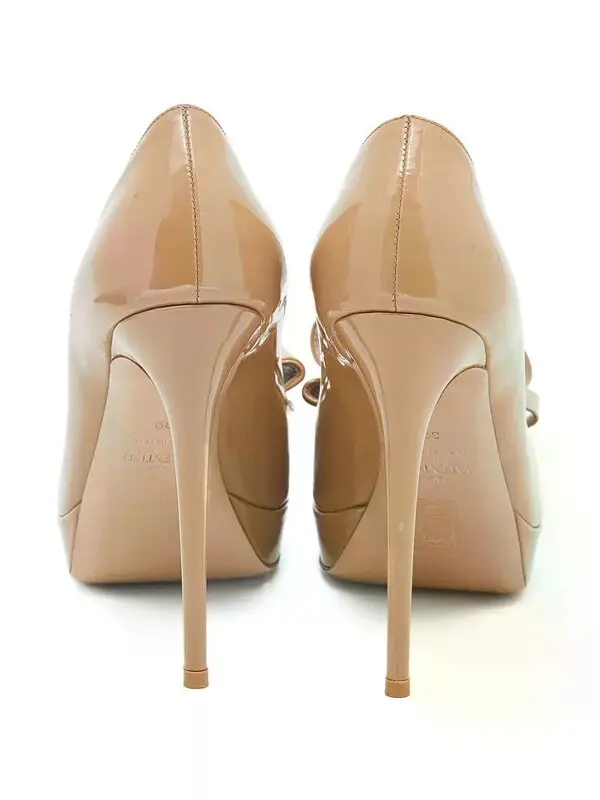 Valentino Garavani 130mm Bow Embellished Patent Pumps - Neutrals