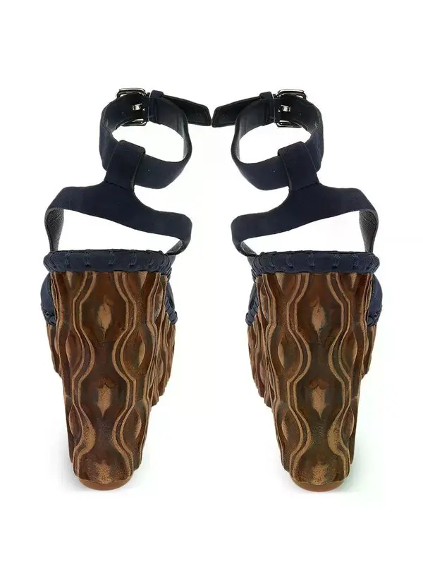 Miu Miu Navy Suede Wedge Sandals