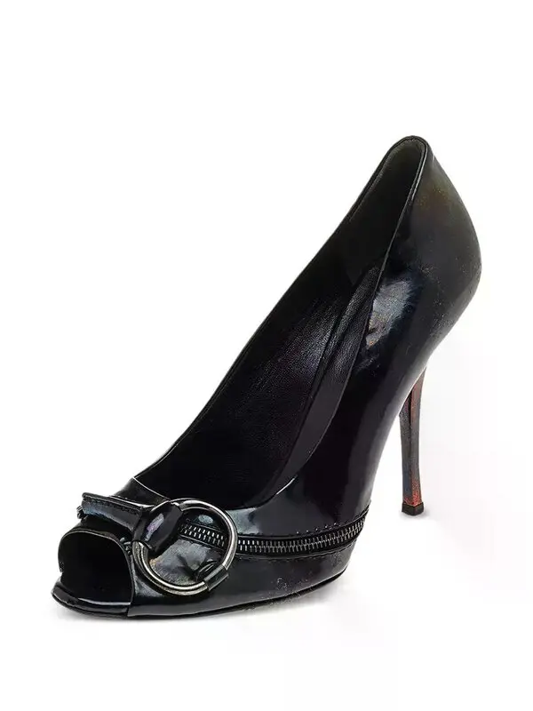 Gucci 110mm Patent Leather Peep-toe Stiletto Pumps