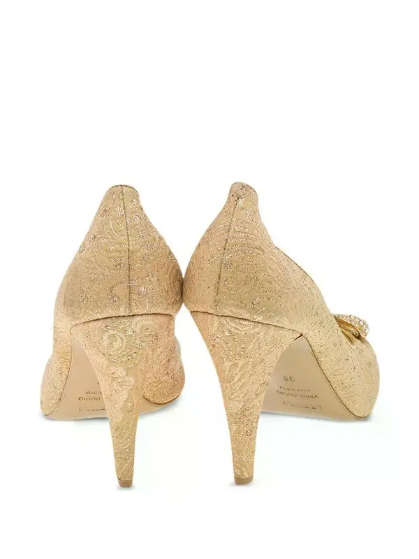 LE SILLA Brocade Pumps With Crystal Embellished Bow