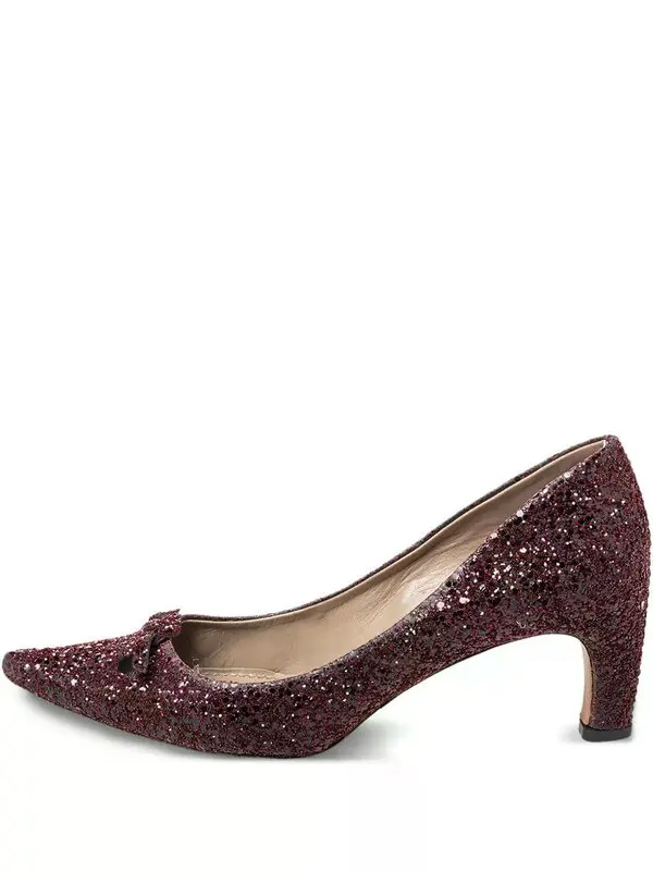 Marc Jacobs Burgundy Leather Glitter Pumps