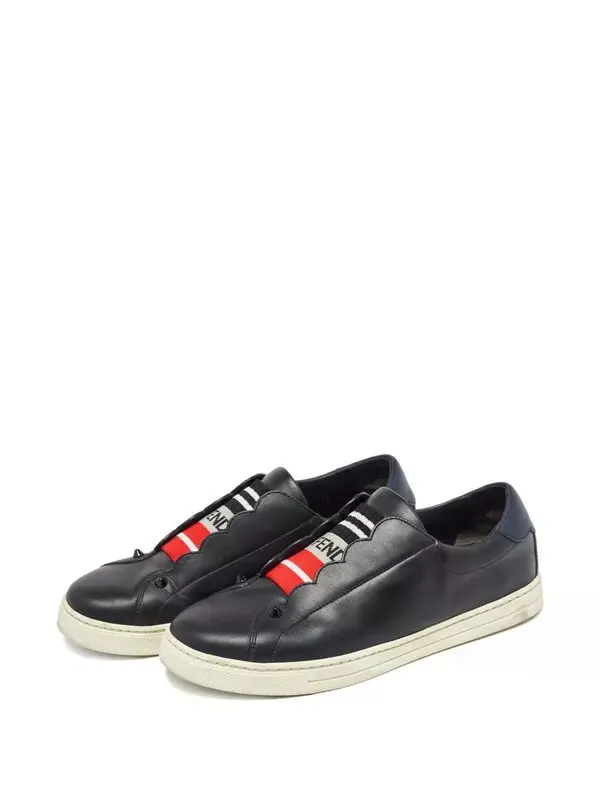 Fendi Leather Scalloped Detail Sneakers