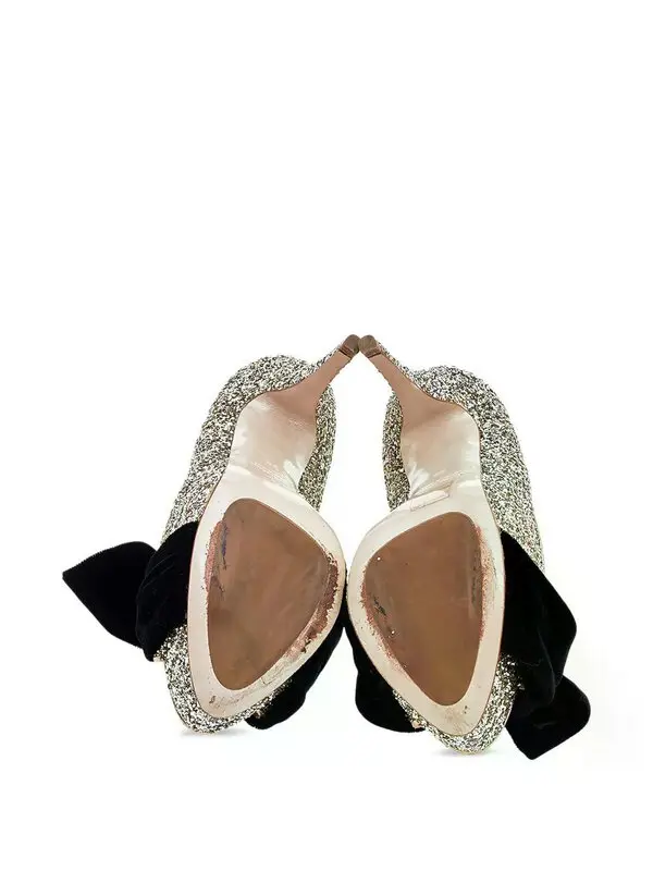Miu Miu 130mm Glitter Platform Pumps With Bow Detailing