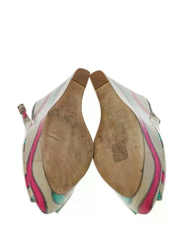 SERGIO ROSSI Slingback Wedge Platforms - Grey
