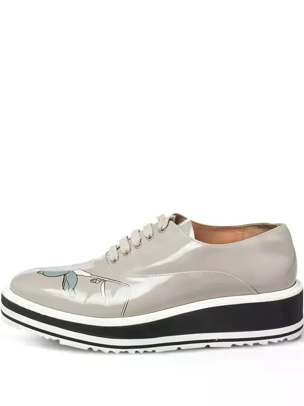 Prada 45mm Leather Oxford Shoes With Floral Print