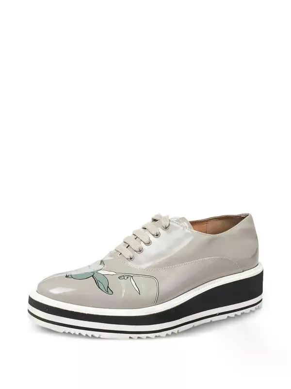 Prada 45mm Leather Oxford Shoes With Floral Print