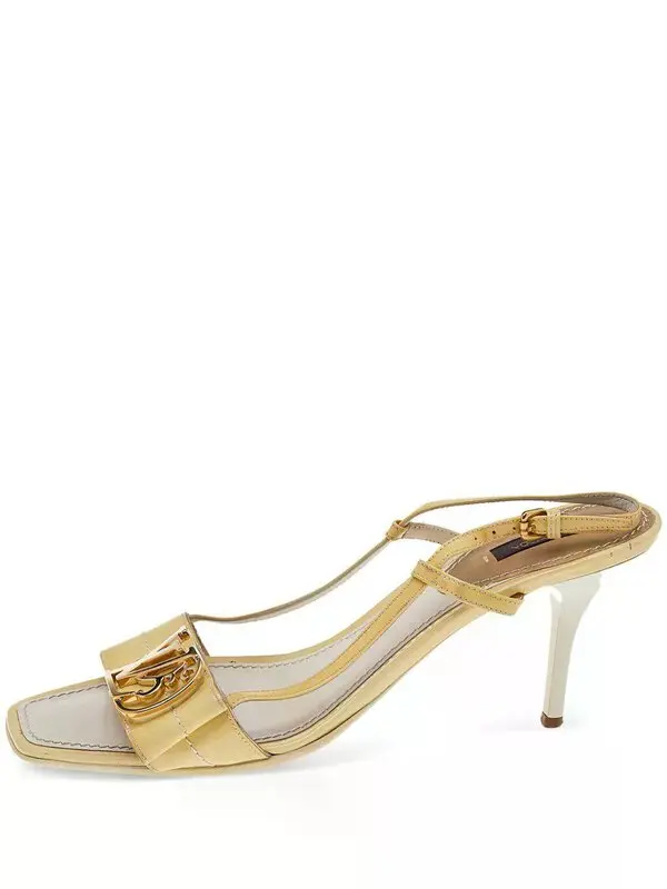 LOUIS VUITTON 80mm Square Toe Slingback Sandals - Gold