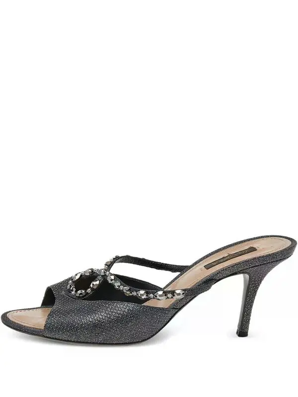 LOUIS VUITTON 90mm Crystal-embellished Mules - Black