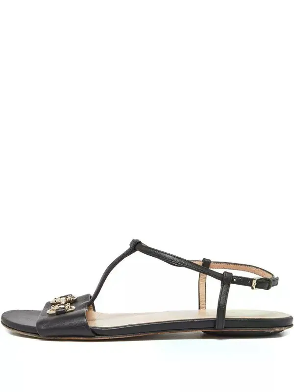 Gucci Leather Flat Sandals With Horsebit Detail