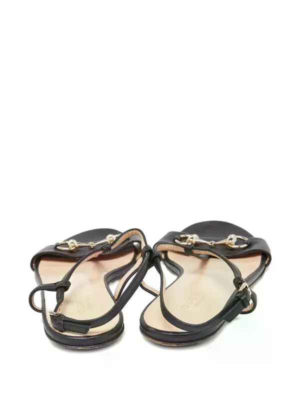 Gucci Leather Flat Sandals With Horsebit Detail