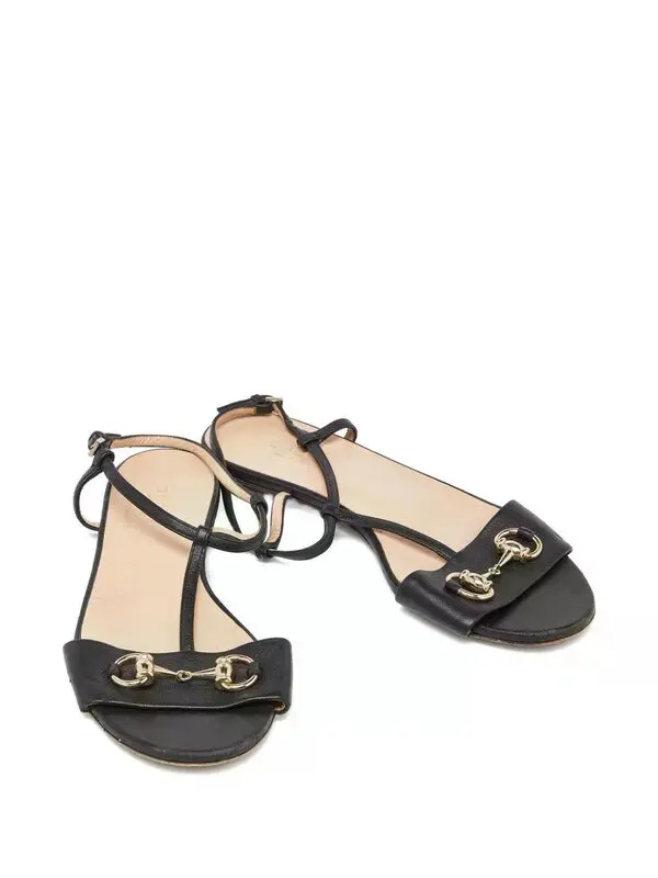 Gucci Leather Flat Sandals With Horsebit Detail