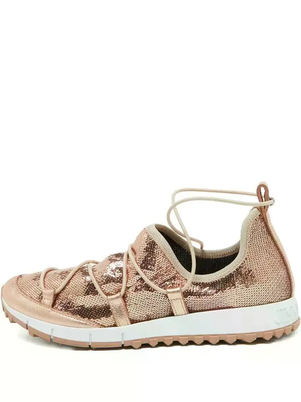 JIMMY CHOO Lace-up Sequinned Sneakers