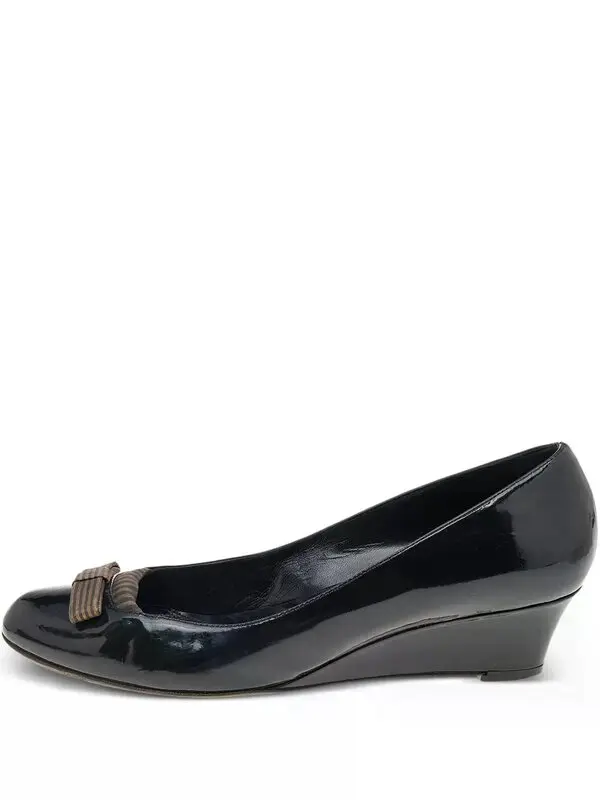 Fendi Patent Wedge Pumps With Bow Detailing