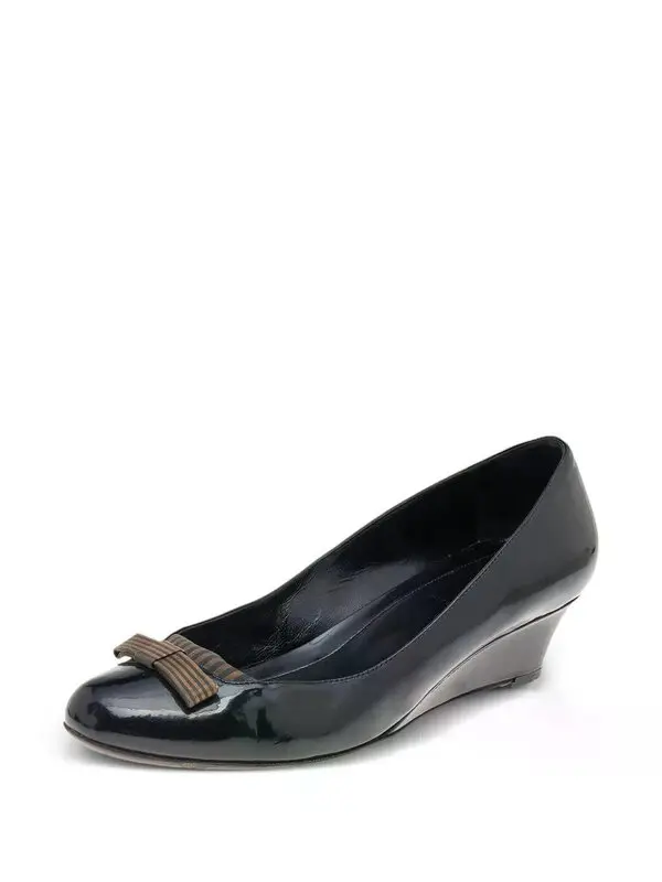 Fendi Patent Wedge Pumps With Bow Detailing