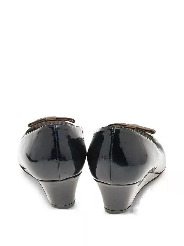Fendi Patent Wedge Pumps With Bow Detailing