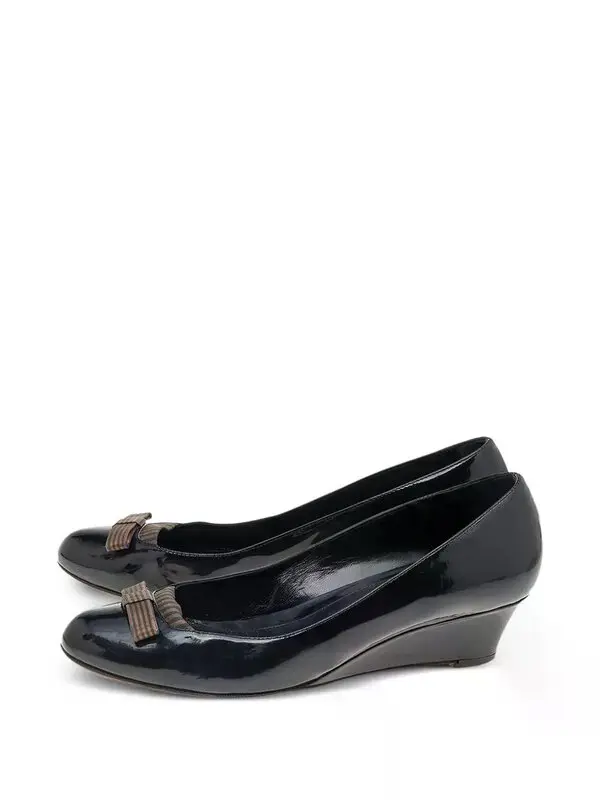 Fendi Patent Wedge Pumps With Bow Detailing