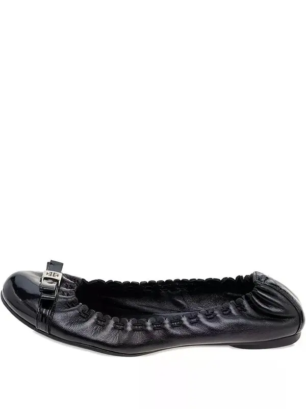 Tory Burch Leather Ballet Flats With Silver Tone Hardware
