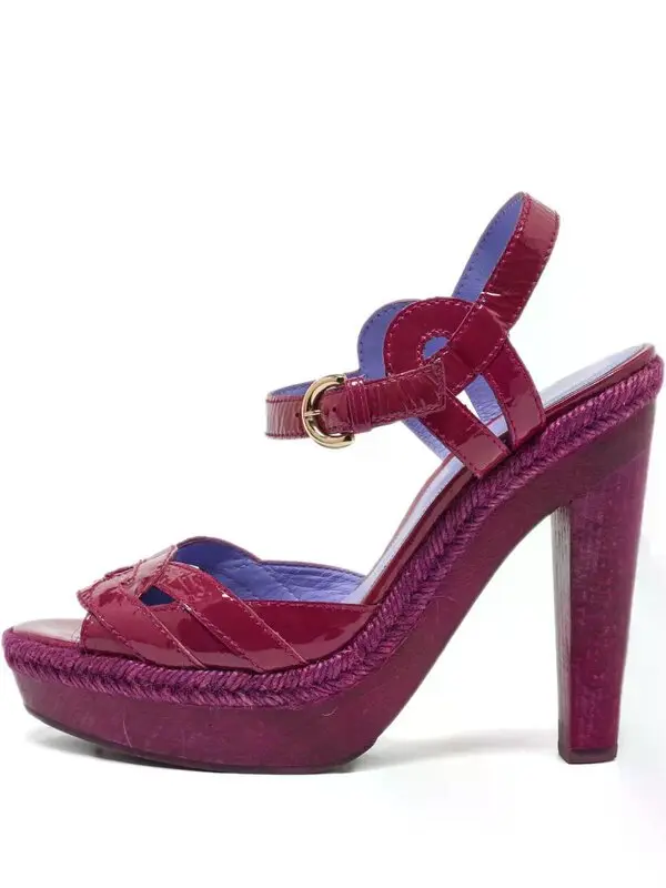 SERGIO ROSSI Patent Leather Platform Sandals