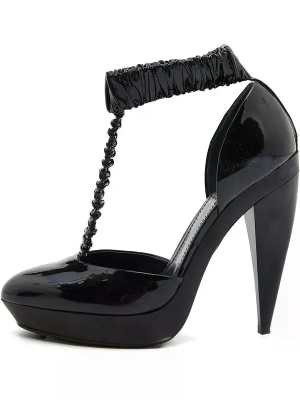Burberry 120mm Patent Leather T-strap Pumps