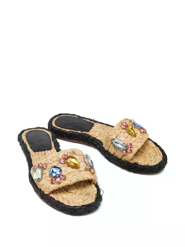 Tory Burch Braided Embellished Espadrille Slides