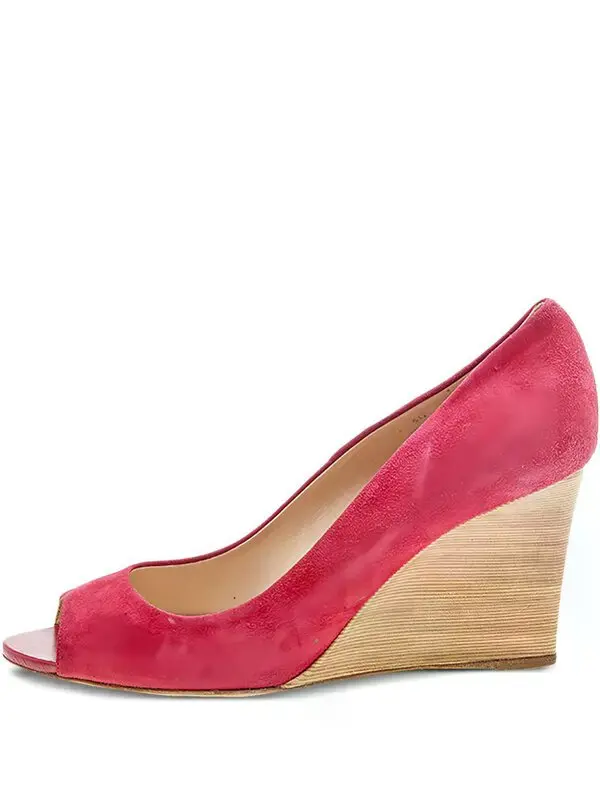 TOD'S Peep-toe Suede Wedge Pumps