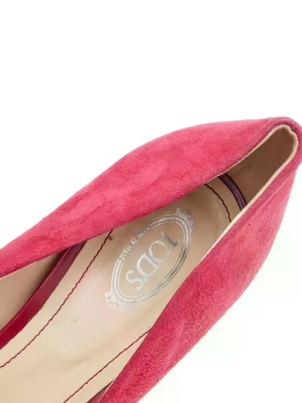TOD'S Peep-toe Suede Wedge Pumps