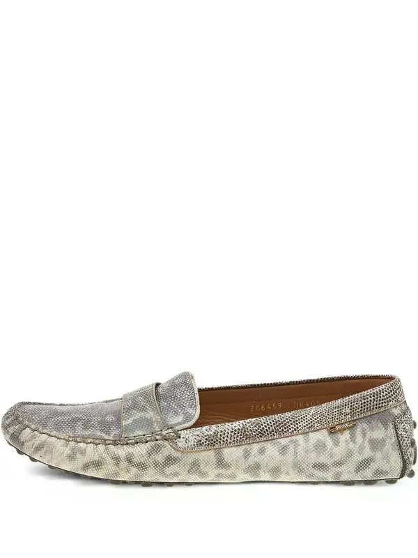 FERRAGAMO Leopard Print Leather Loafers