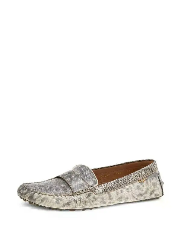 FERRAGAMO Leopard Print Leather Loafers