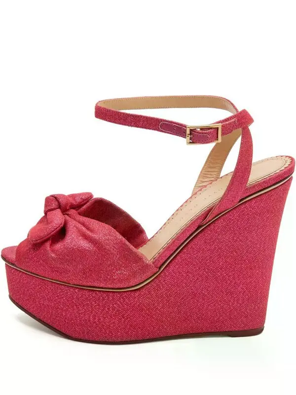 CHARLOTTE OLYMPIA Pre-owned 135mm Knotted Platform Wedge Sandals - Pink