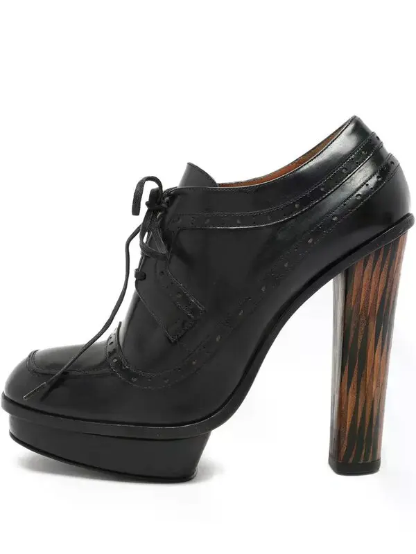 Fendi Calf Leather Platform Boots With Brogue Detailing
