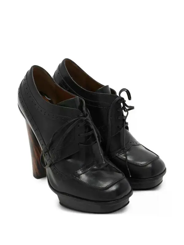 Fendi Calf Leather Platform Boots With Brogue Detailing