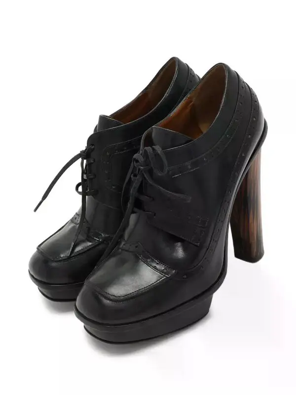 Fendi Calf Leather Platform Boots With Brogue Detailing