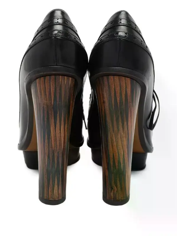 Fendi Calf Leather Platform Boots With Brogue Detailing