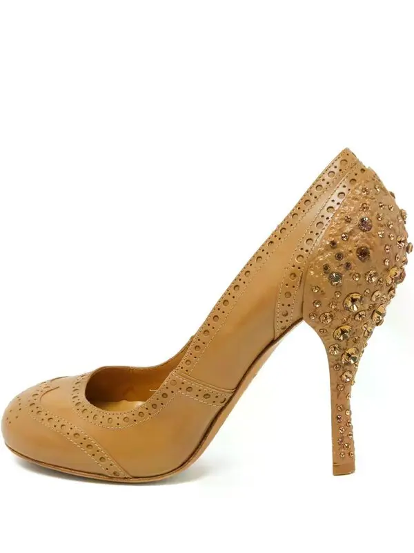 Miu Miu Leather Pumps With Crystal Embellishment