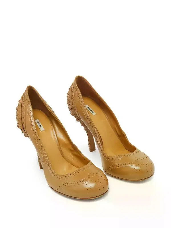 Miu Miu Leather Pumps With Crystal Embellishment