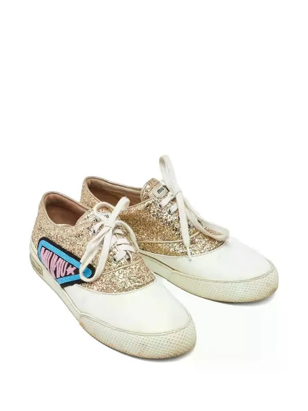 Miu Miu Glitter Paneled Sneakers