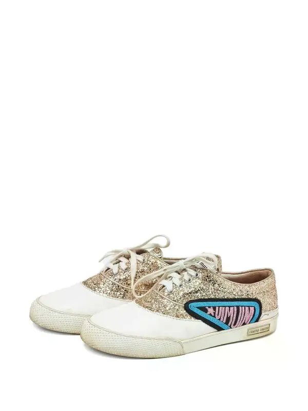 Miu Miu Glitter Paneled Sneakers