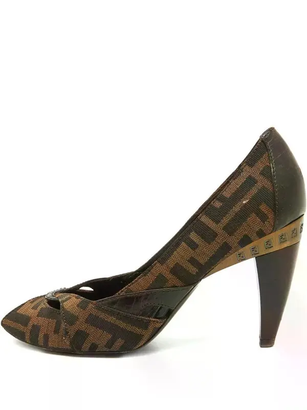 Fendi Zucca Pattern Peep-toe Pumps