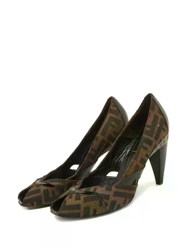 Fendi Zucca Pattern Peep-toe Pumps