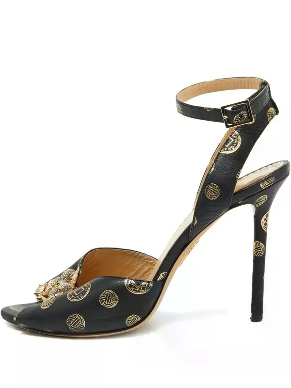 CHARLOTTE OLYMPIA Pre-owned 110mm Embellished Open-toe Stiletto Sandals - Black