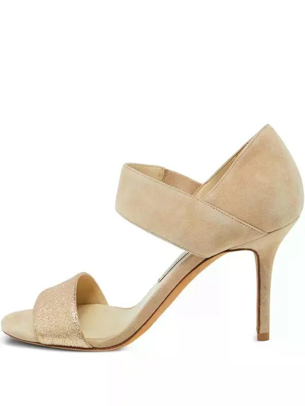 JIMMY CHOO Suede Strap Stiletto Heel Sandals
