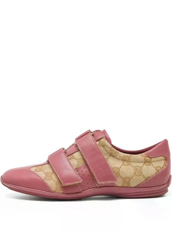 Gucci Gg Canvas Sneakers With Leather Trim And Touch-strap Fastening