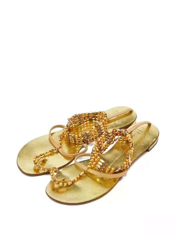 GIUSEPPE ZANOTTI Embellished Leather Beaded Sandals