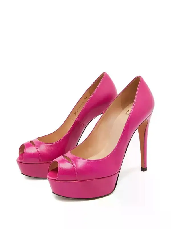 STUART WEITZMAN Leather Peep-toe Platform Stiletto Pumps