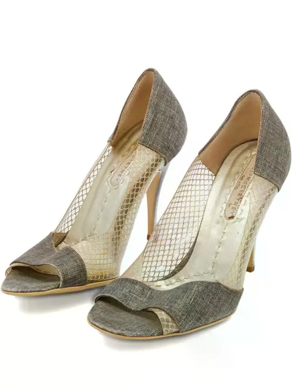 Stella McCartney Open Round Toe Stiletto Heel Pumps - Green