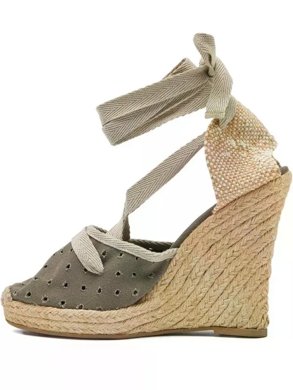 Stella McCartney 105mm Lace Wedge Espadrilles - Grey
