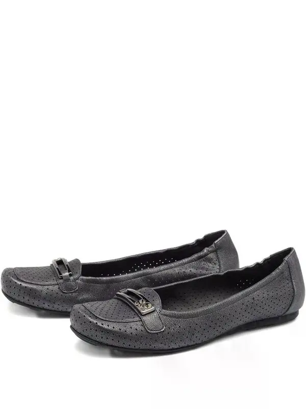 STUART WEITZMAN Leather Perforated Loafers With Embellishment