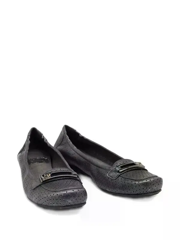 STUART WEITZMAN Leather Perforated Loafers With Embellishment