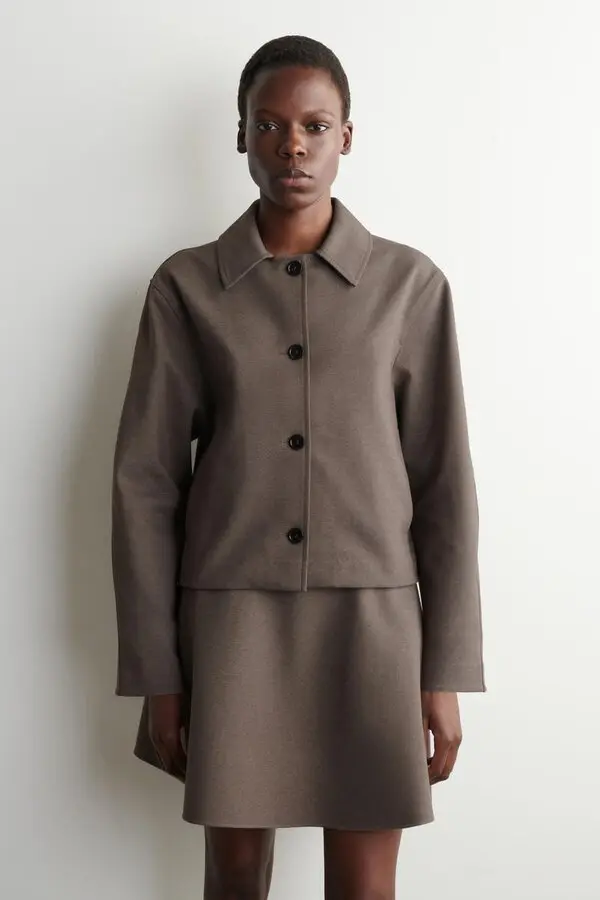 Cos Rounded Jersey Jacket - Brown